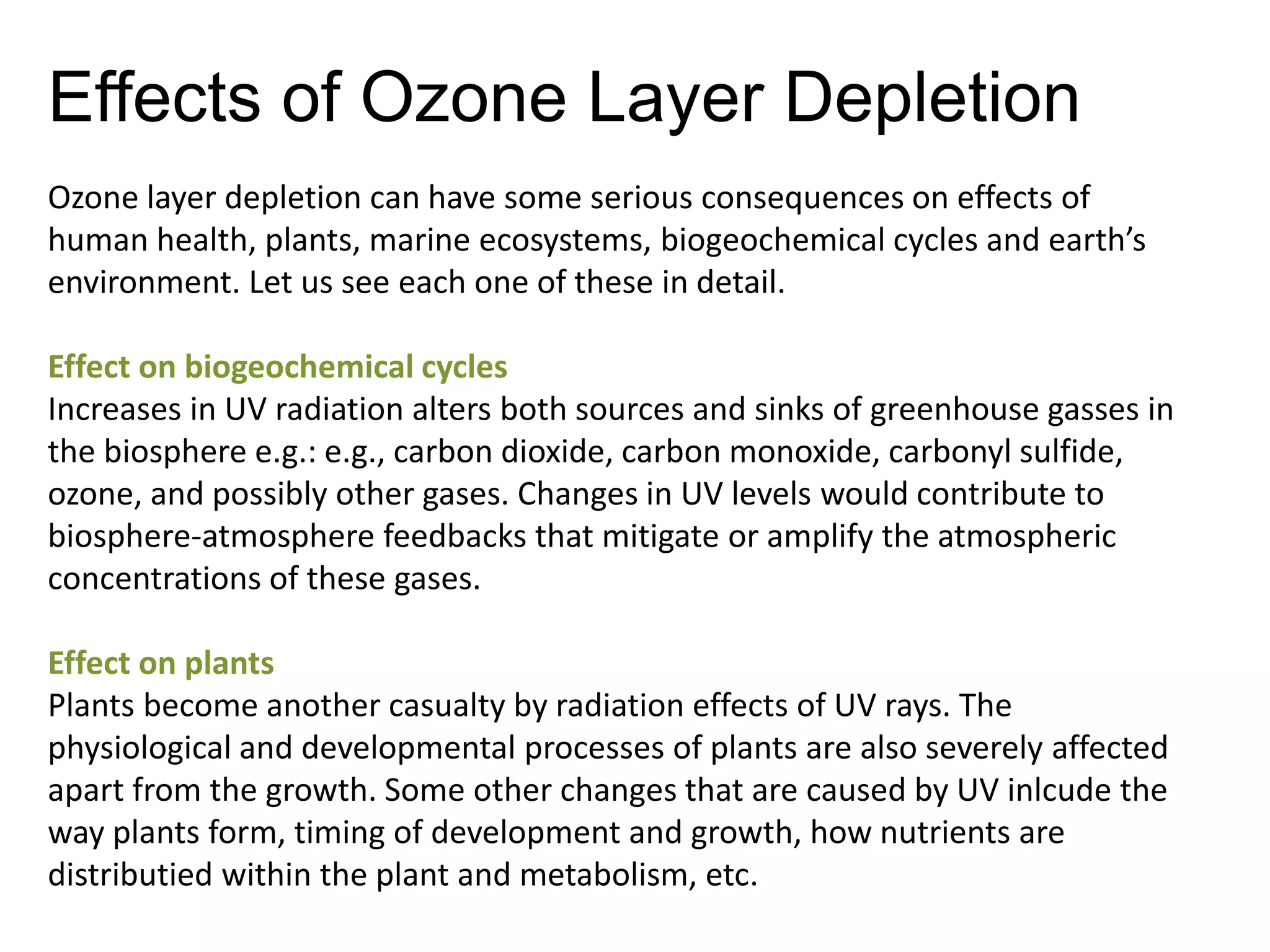 Ozone depletion, Acid Rain, Greenhouse effect and UV Radiation | PPTX