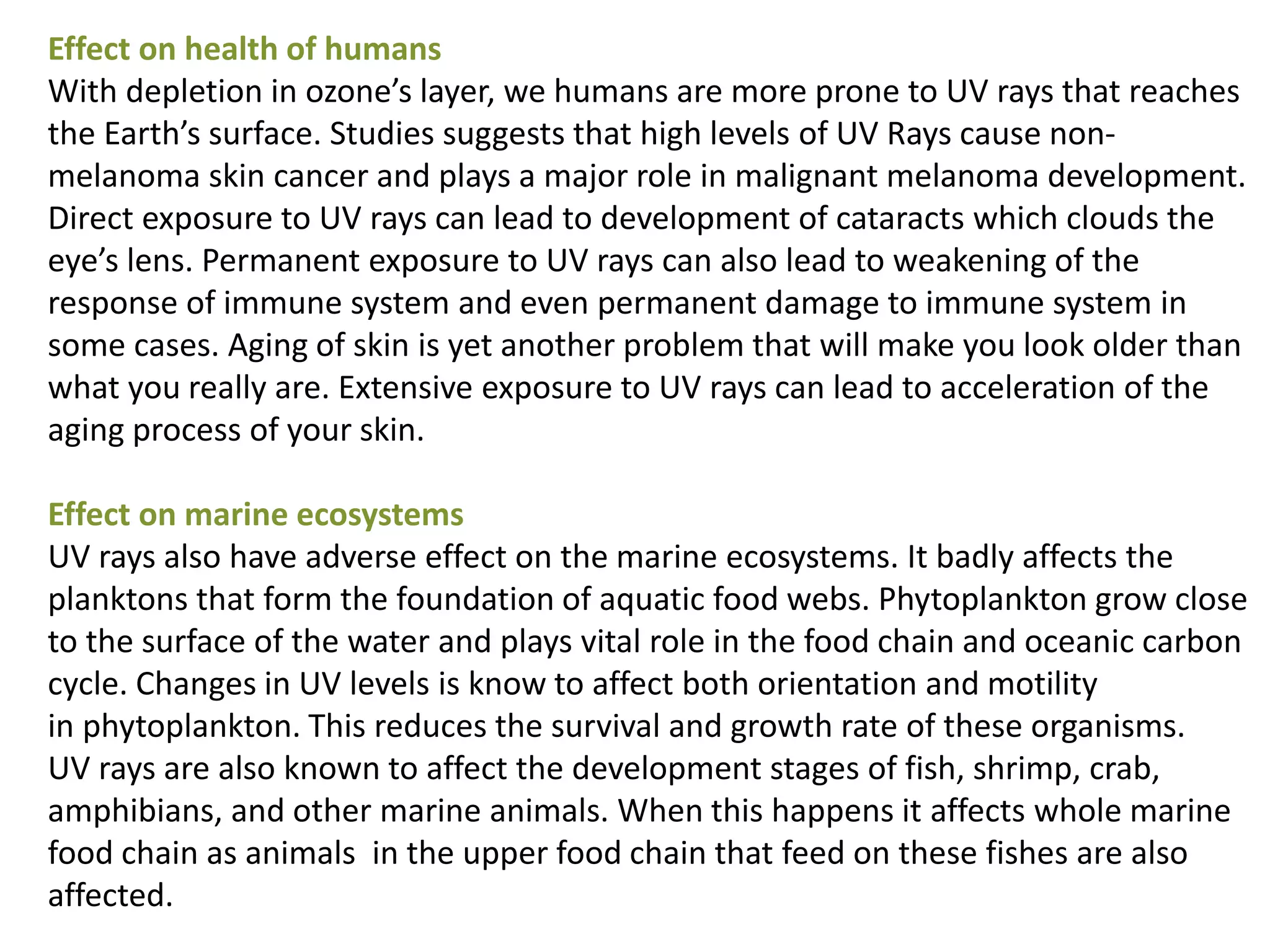Ozone depletion, Acid Rain, Greenhouse effect and UV Radiation | PPTX