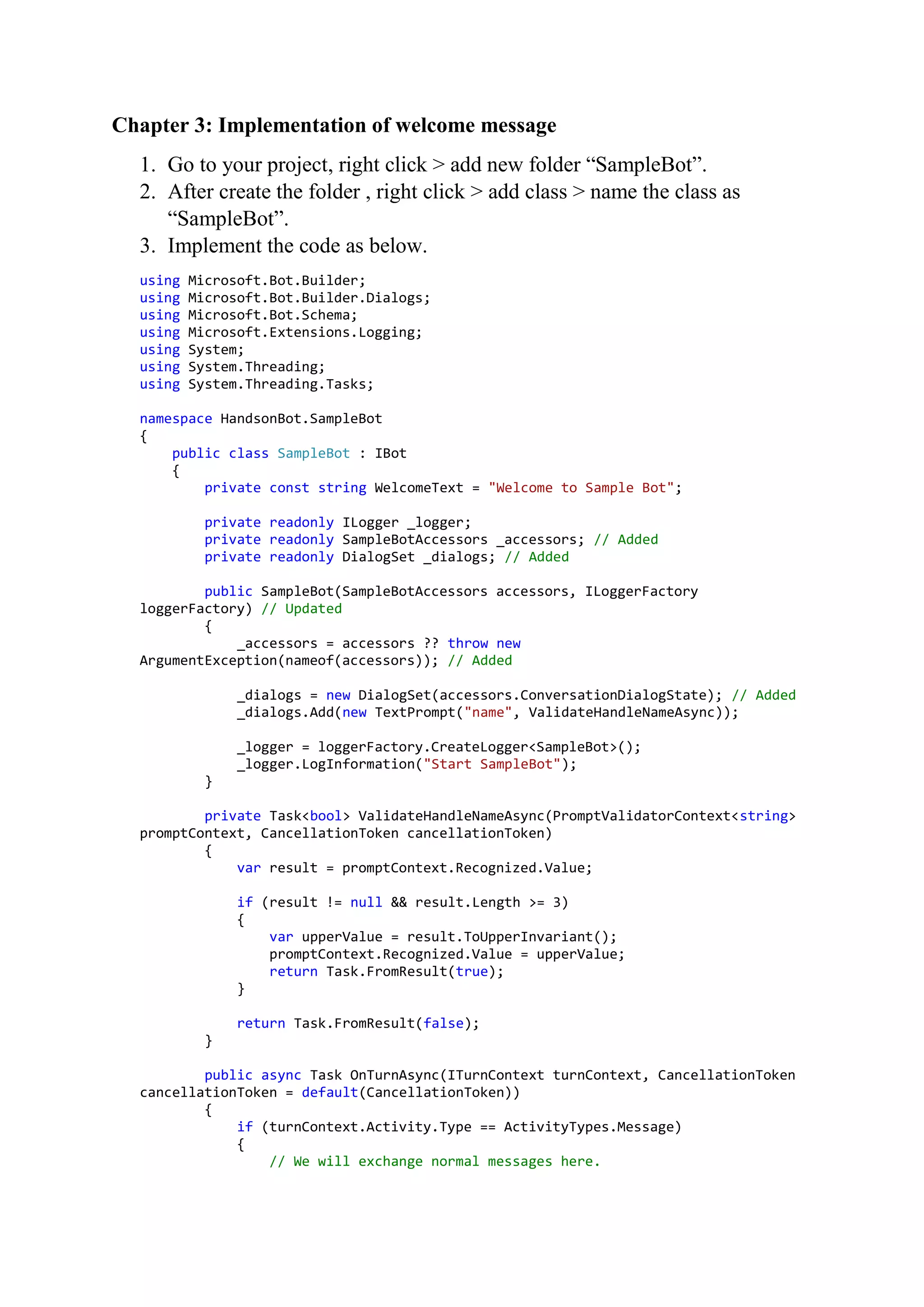 Bot builder v4 HOL | PDF