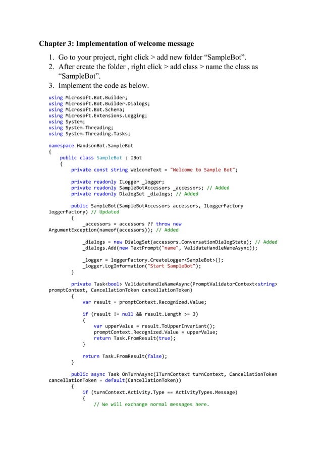 Bot builder v4 HOL | PDF