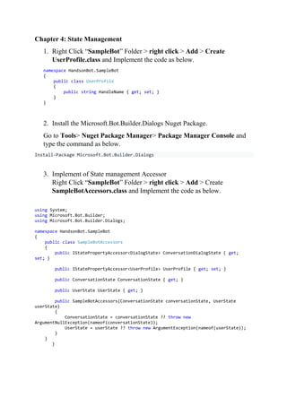 Bot builder v4 HOL | PDF