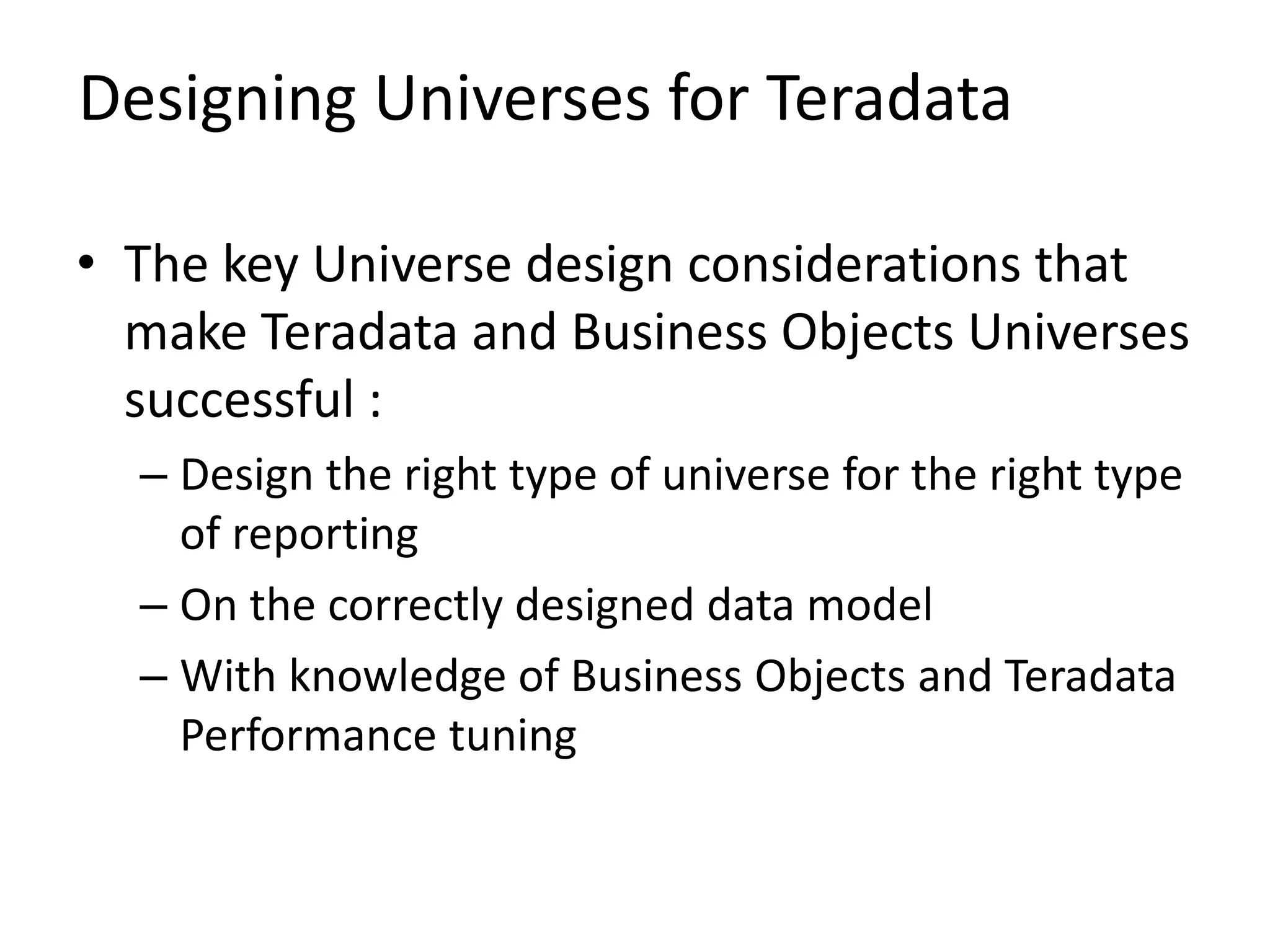 SAP BO and Teradata best practices | PPTX