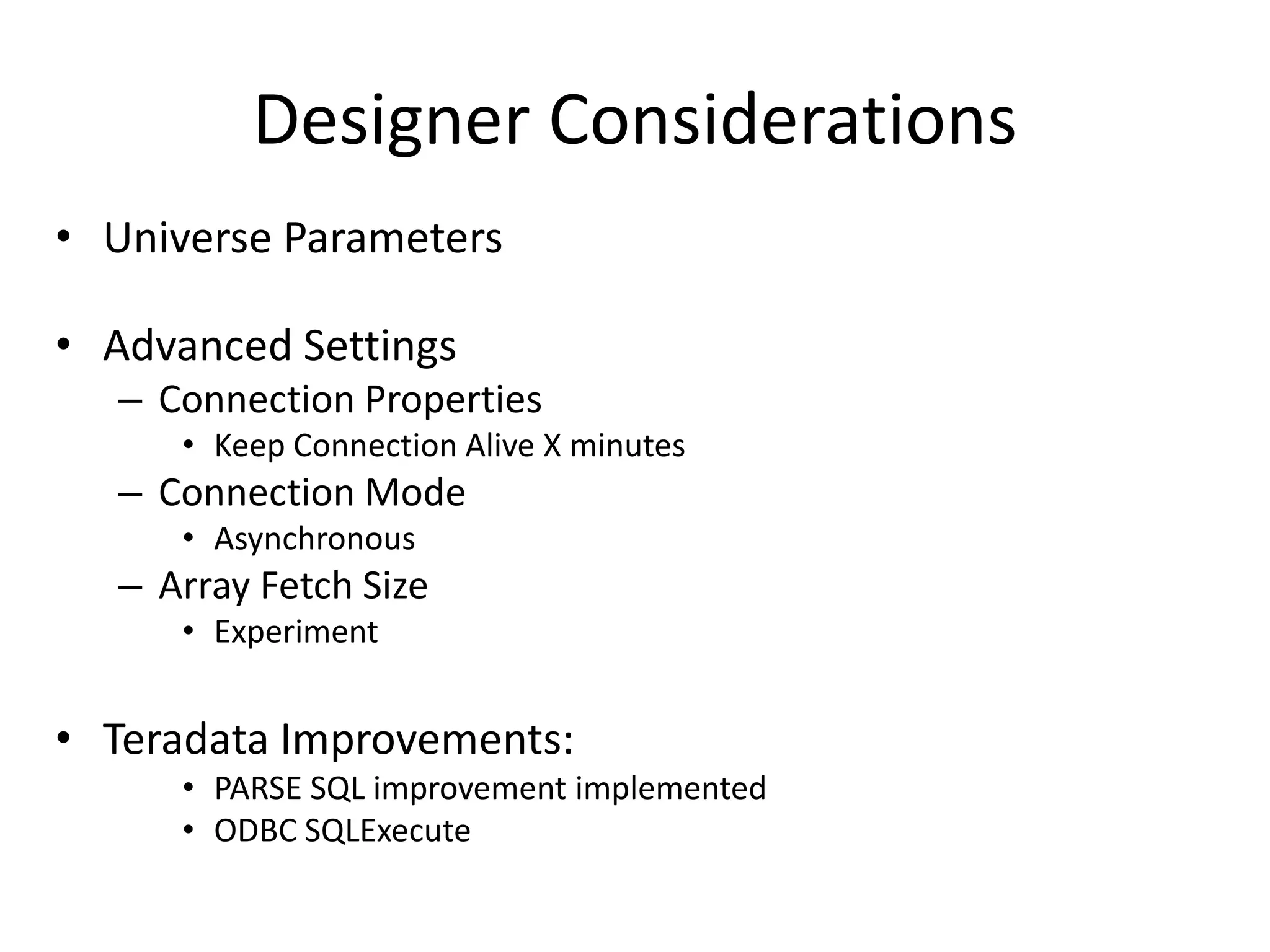 Sap Bo And Teradata Best Practices Pptx