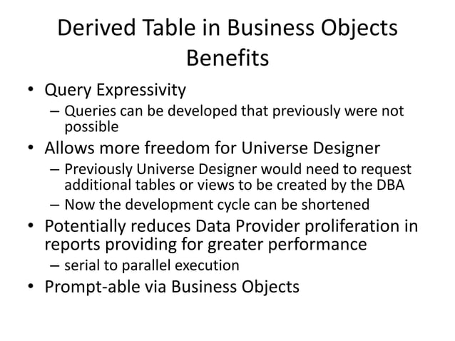 SAP BO and Teradata best practices | PPTX | Databases | Computer Software and Applications
