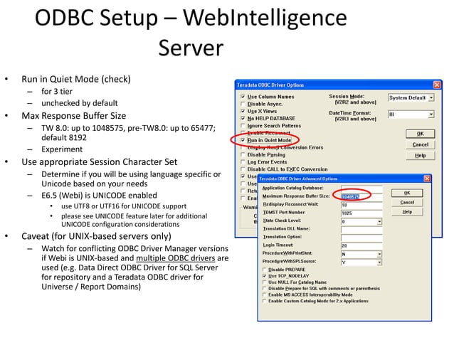 SAP BO and Teradata best practices | PPTX | Databases | Computer Software and Applications