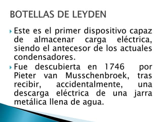 Botellas de leyden y maquina de wimshorts | PPTX
