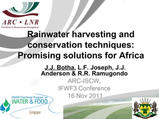 Rainwater harvesting and conservation techniques: Promising solutions ...