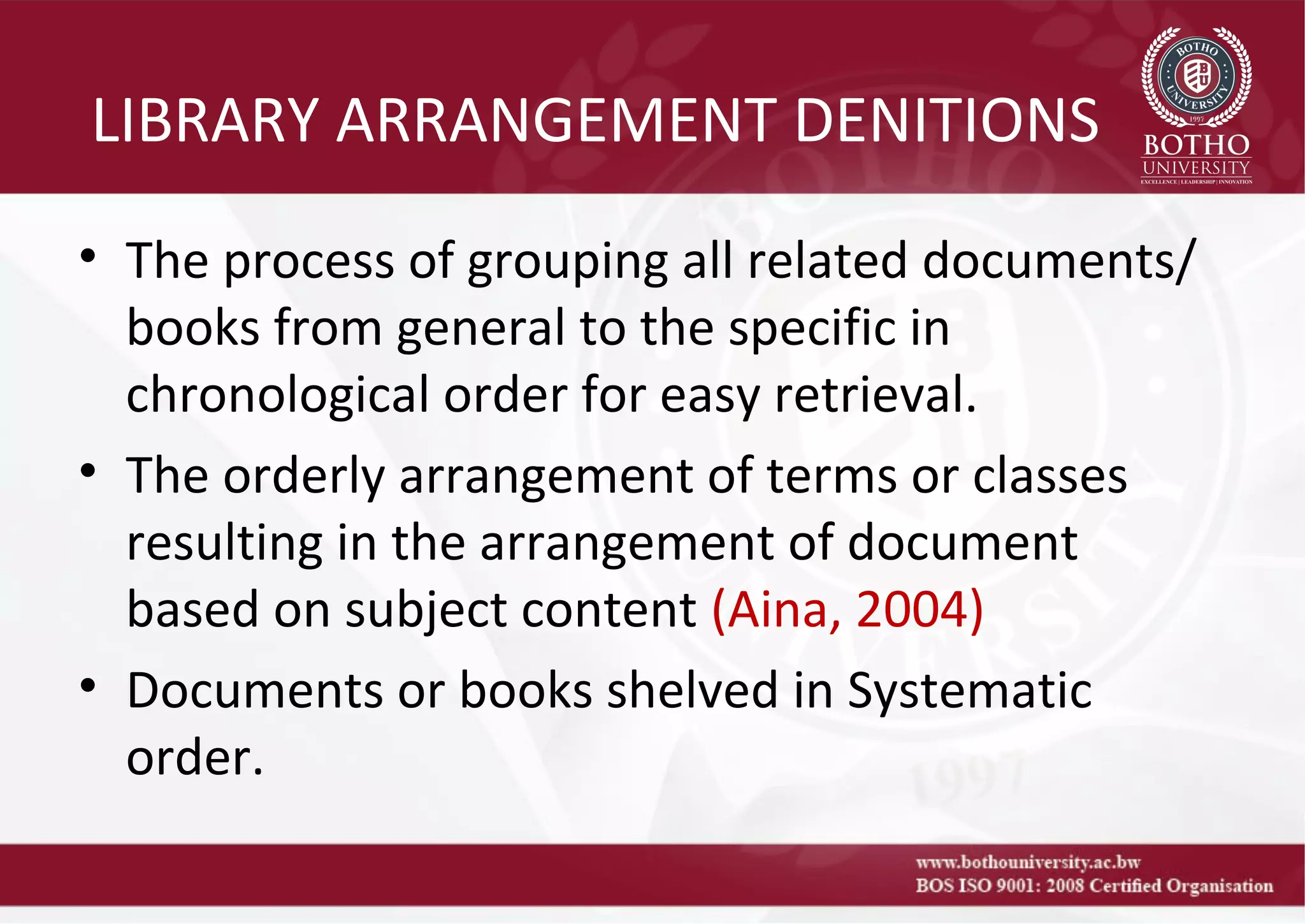 Botho library book arrangement system | PPT