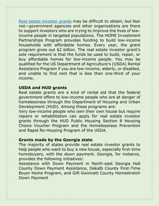 Both Public And Private Organizations Provide Real Estate Investor ...