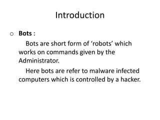 Bots and Botnet | PPTX | Computing | Technology & Computing