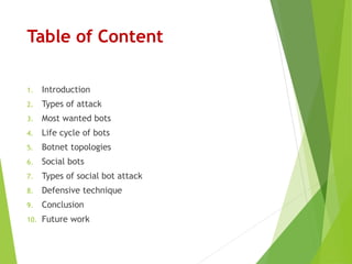 Botnet Detection in Online-social Network | PPTX