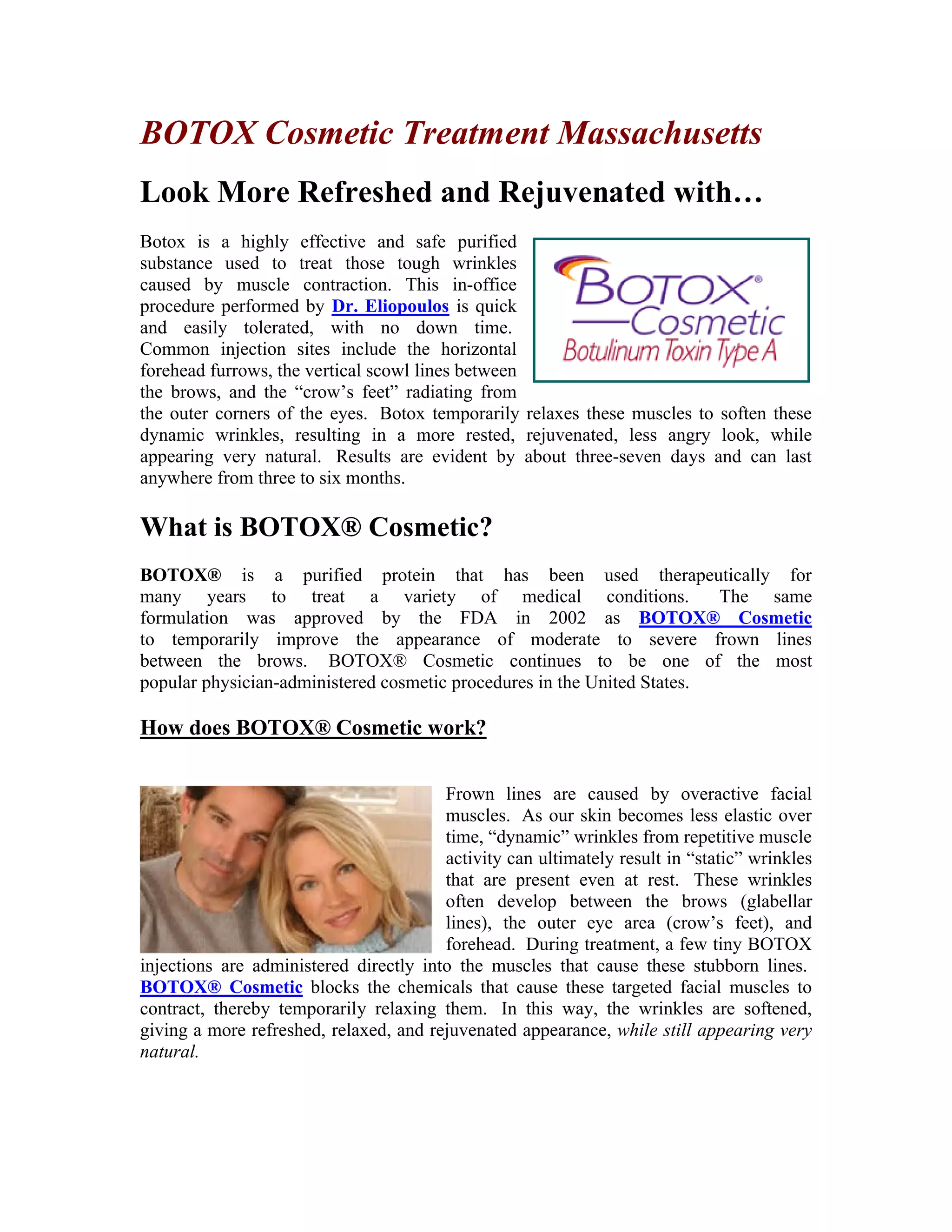 Botox cosmetic treatment massachusetts | PDF
