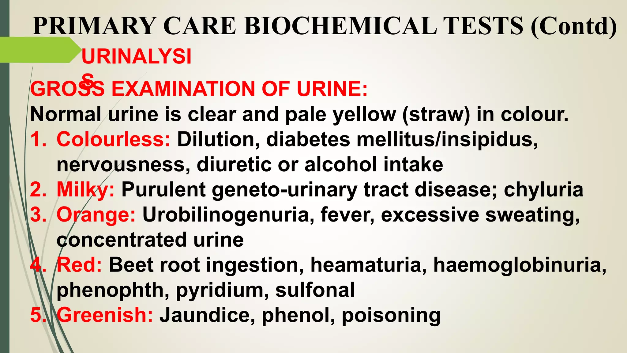 clinical chemistry investigation for primary health care | PPTX