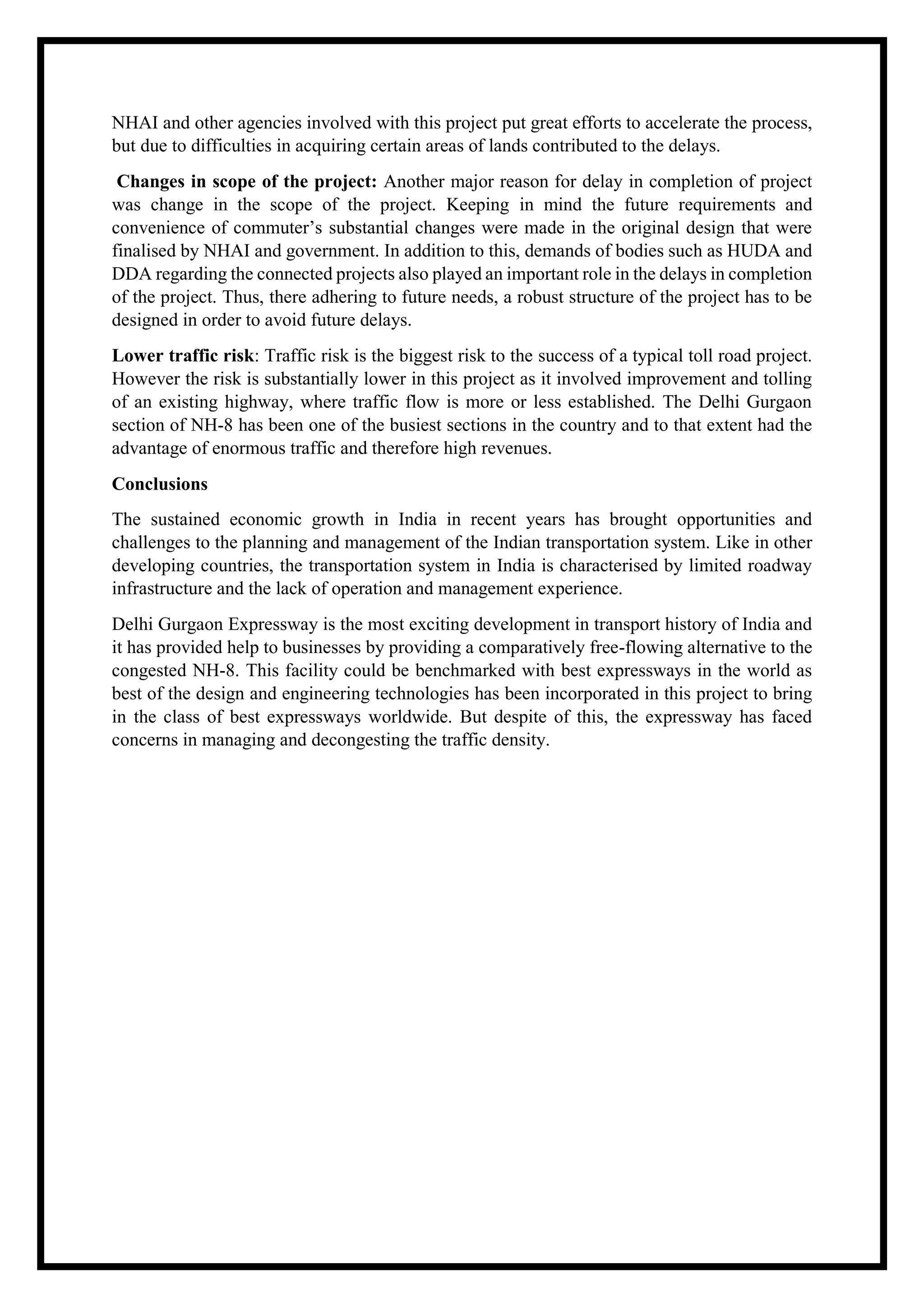 STUDY ON BOT PROJECT WITH A CASE STUDY OF DELHI GURGAON EXPRESSWAY | PDF