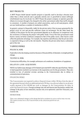 STUDY ON BOT PROJECT WITH A CASE STUDY OF DELHI GURGAON EXPRESSWAY | PDF