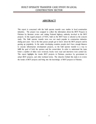 Built operate transfer case studies in local construction Sector in ...