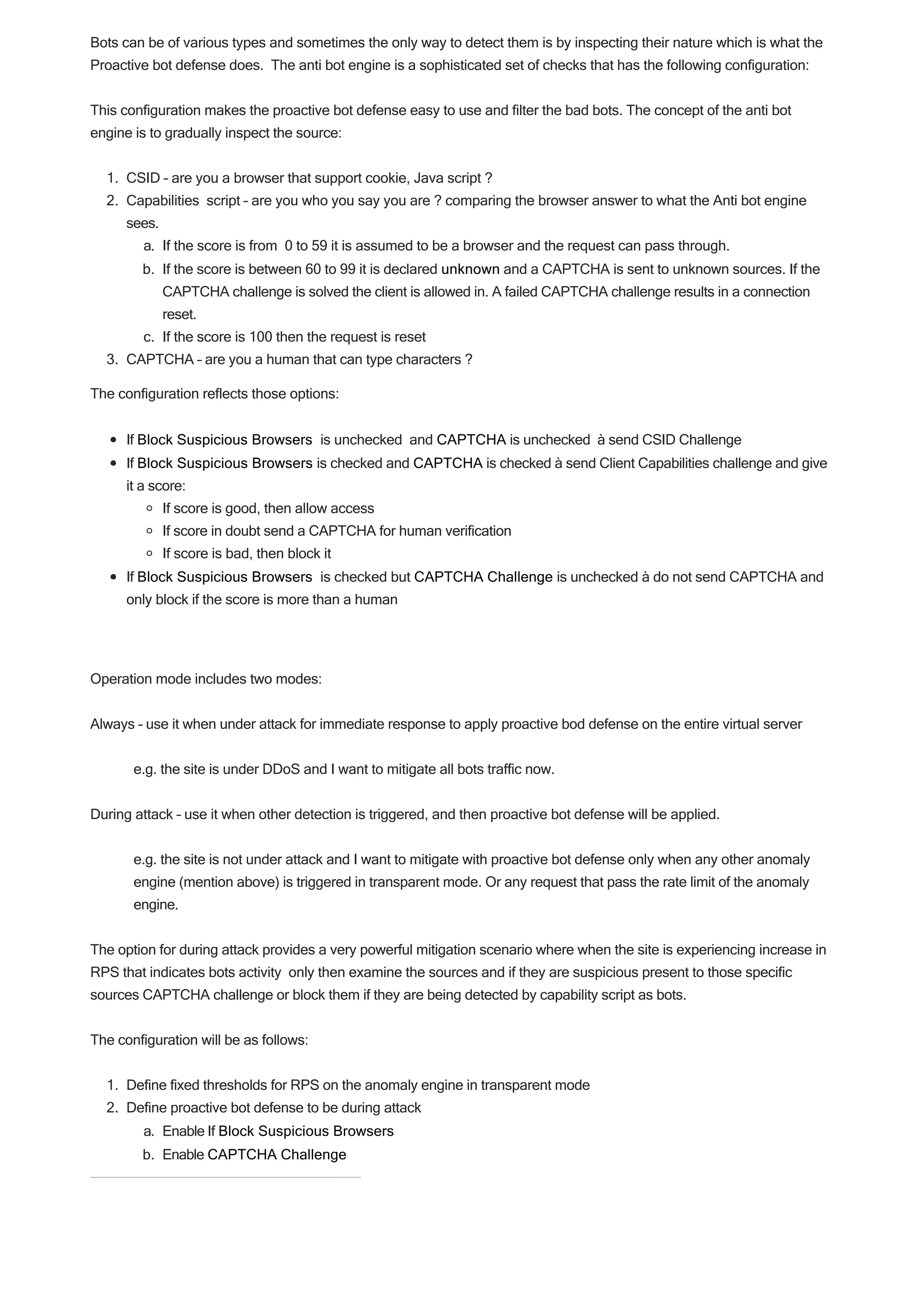 Bots mitigations overview with advance waf anti bot engine | PDF