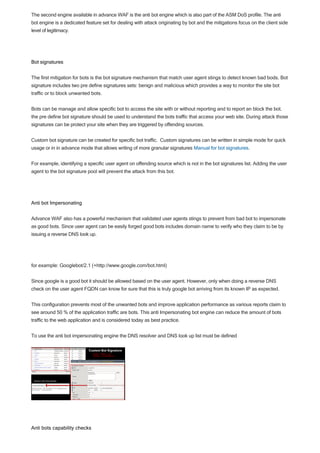 Bots mitigations overview with advance waf anti bot engine | PDF