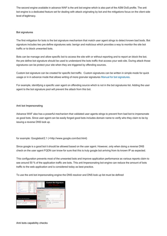 Bots mitigations overview with advance waf anti bot engine | PDF