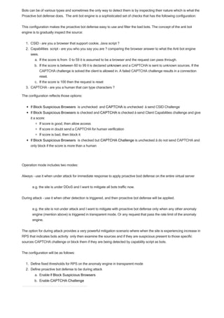 Bots mitigations overview with advance waf anti bot engine | PDF