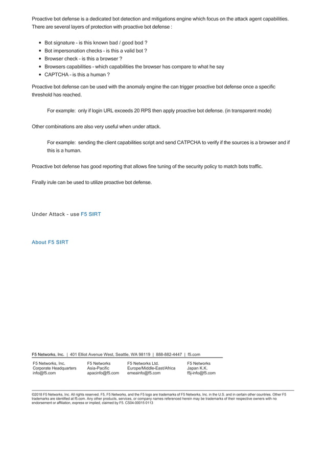Bots mitigations overview with advance waf anti bot engine | PDF