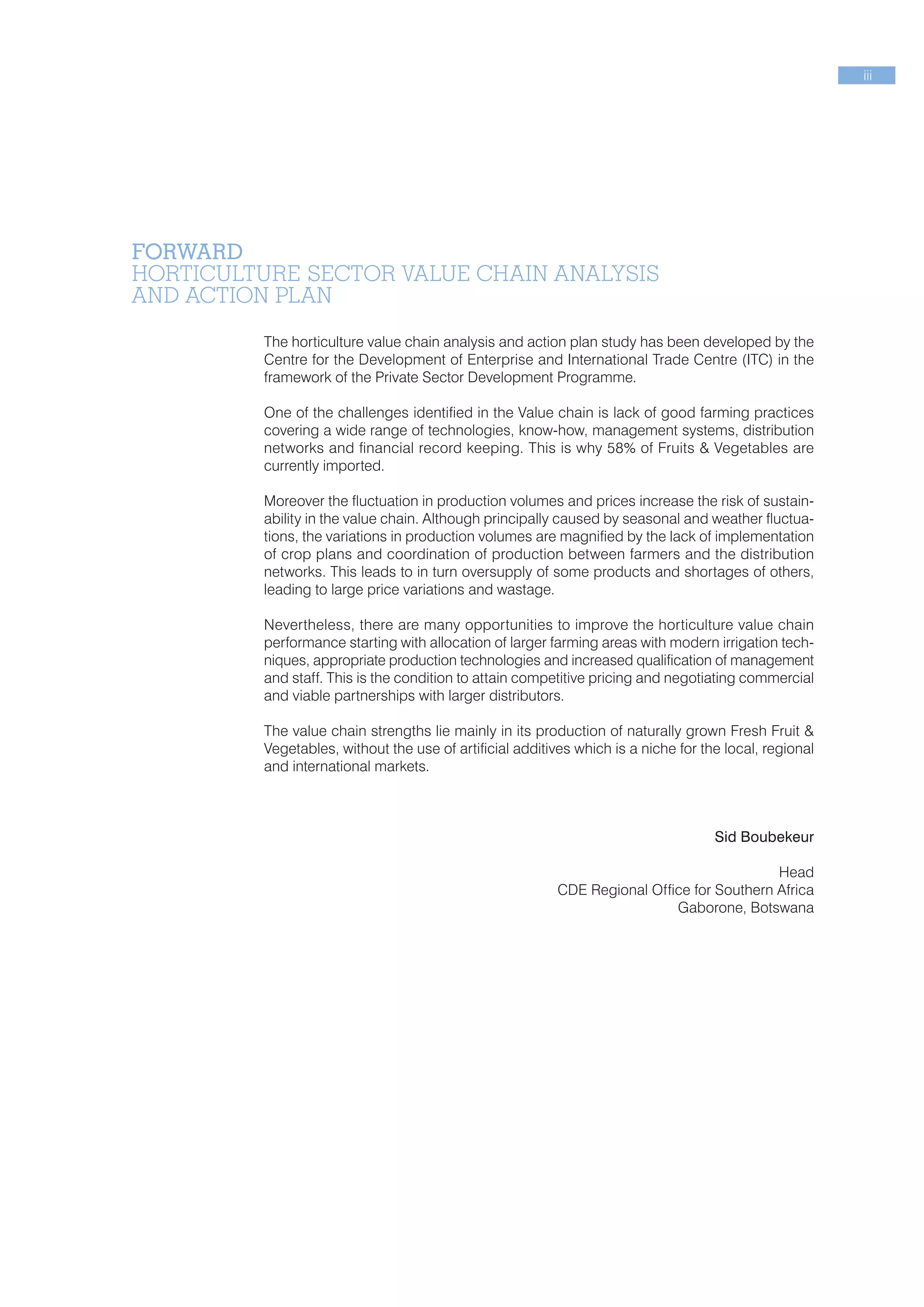 Botswana: Horticulture sector value chain analysis and action plan | PDF