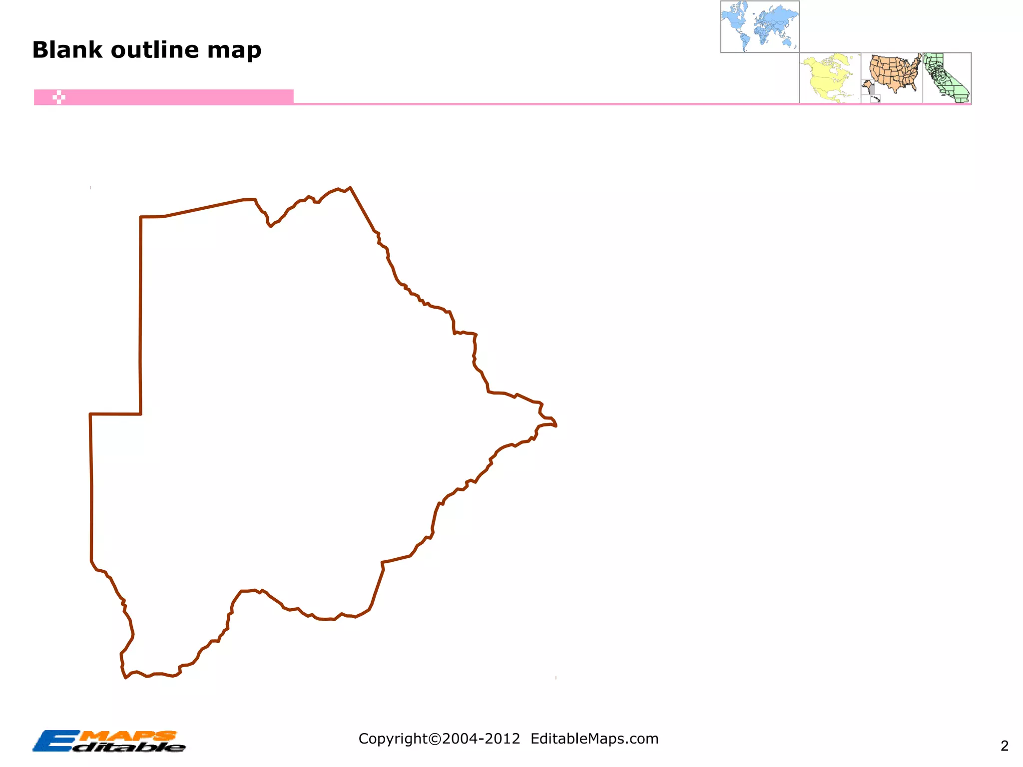 Botswana map, Botswana outline map, Botswana editable map, Botswana ...