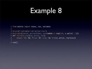 Bottle - Python Web Microframework (english) | PPT
