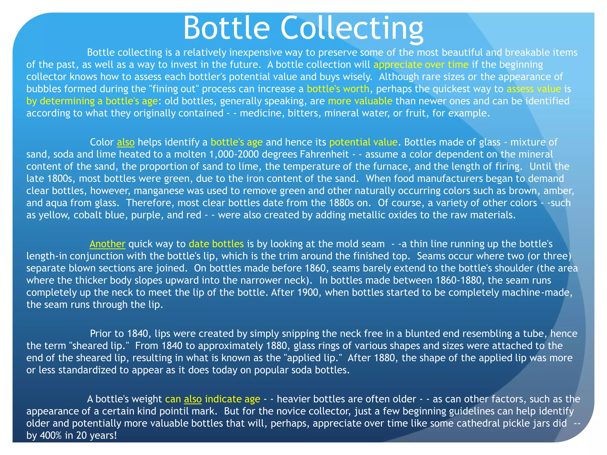 Bottle collecting | PPTX