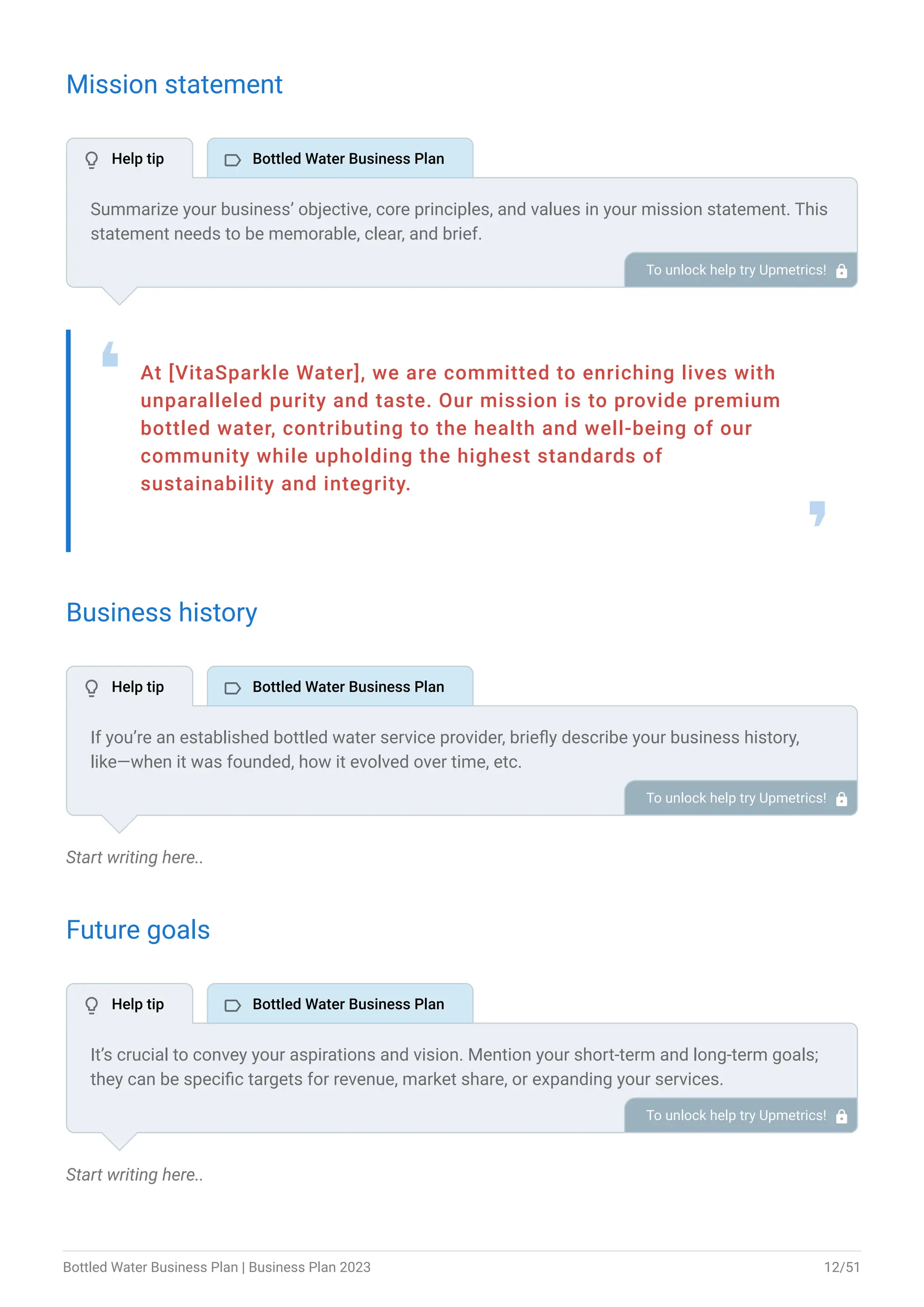 Bottled Water Business Plan Example | Upmetrics | PDF