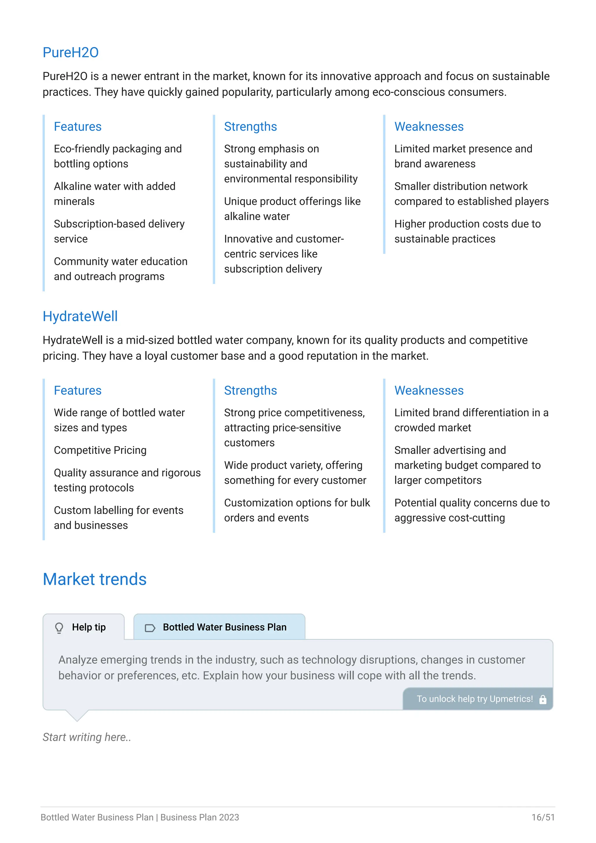 Bottled Water Business Plan Example | Upmetrics | PDF