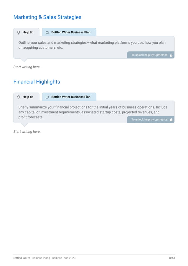 Bottled Water Business Plan Example | Upmetrics | PDF