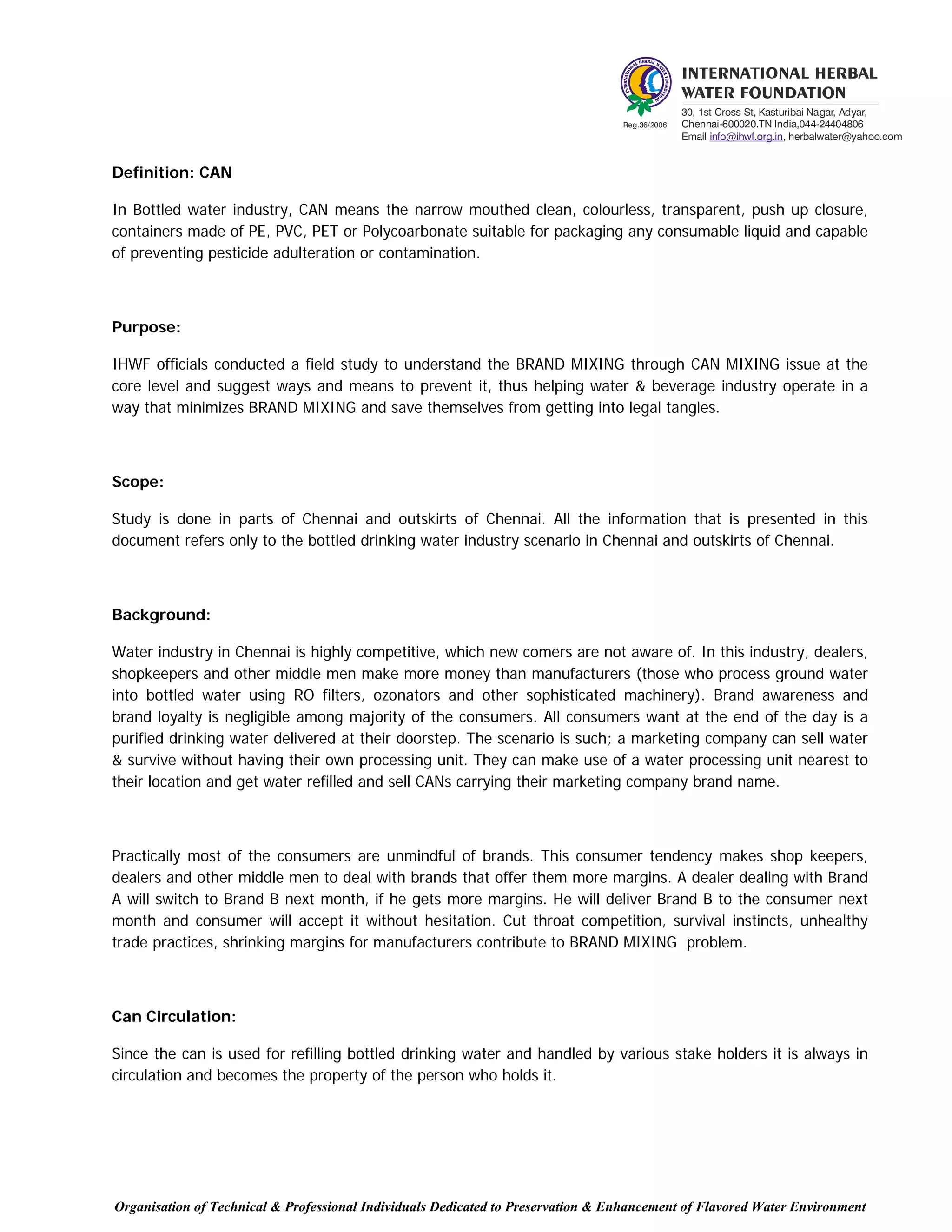 Bottled water canmixing case-study-ihwf india | PDF