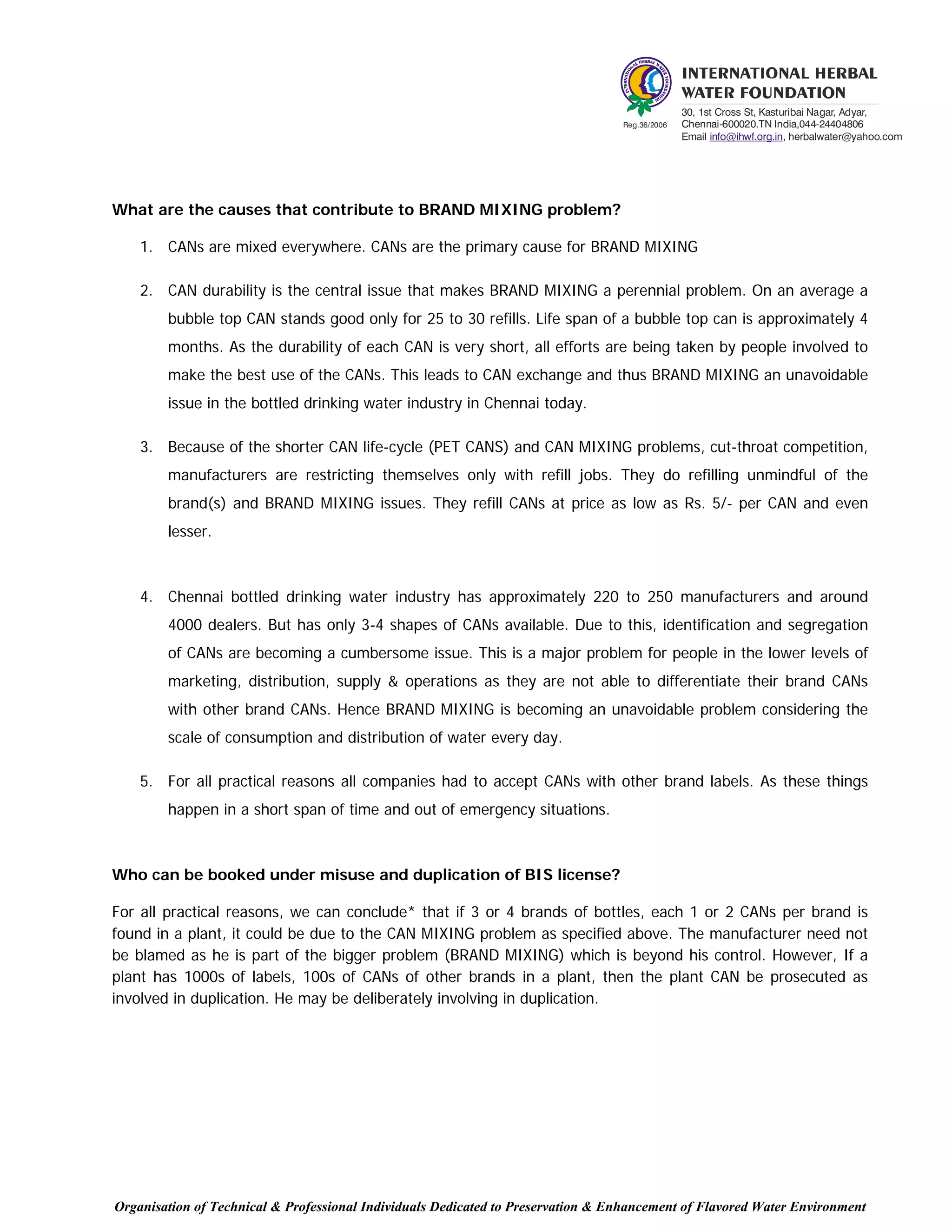Bottled water canmixing case-study-ihwf india | PDF