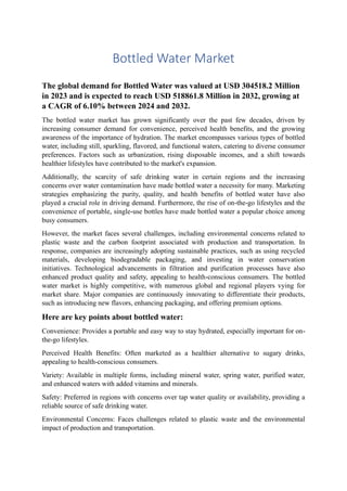 Bottled Water Market Trends and Opportunities: Global Outlook (2023-2032) | PDF