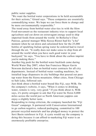 Bottled water More than just a story about sales growth; Stringen.docx ...