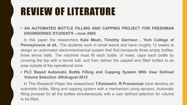 Automatic Bottle filling and Capping using PLC | PPTX