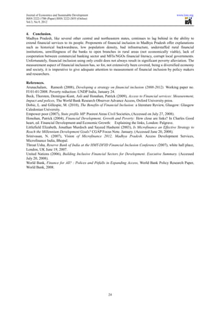 Bottlenecks and problems related to financial inclusion in madhya ...