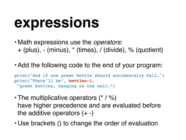 Coding with Counting Songs: “Ten Green Bottles” in Python | PDF | Programming Languages | Computing