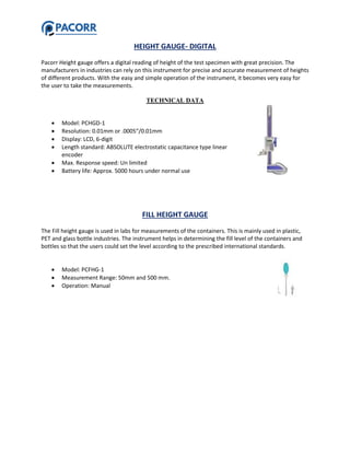 Bottles (pet, preform & glass) testing instruments | PDF