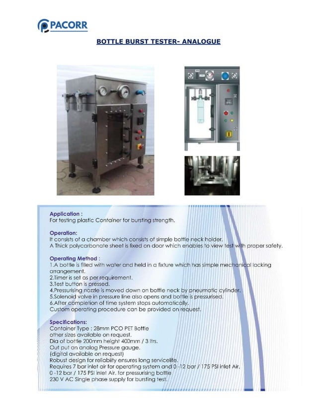 Bottles (pet, preform & glass) testing instruments | PDF