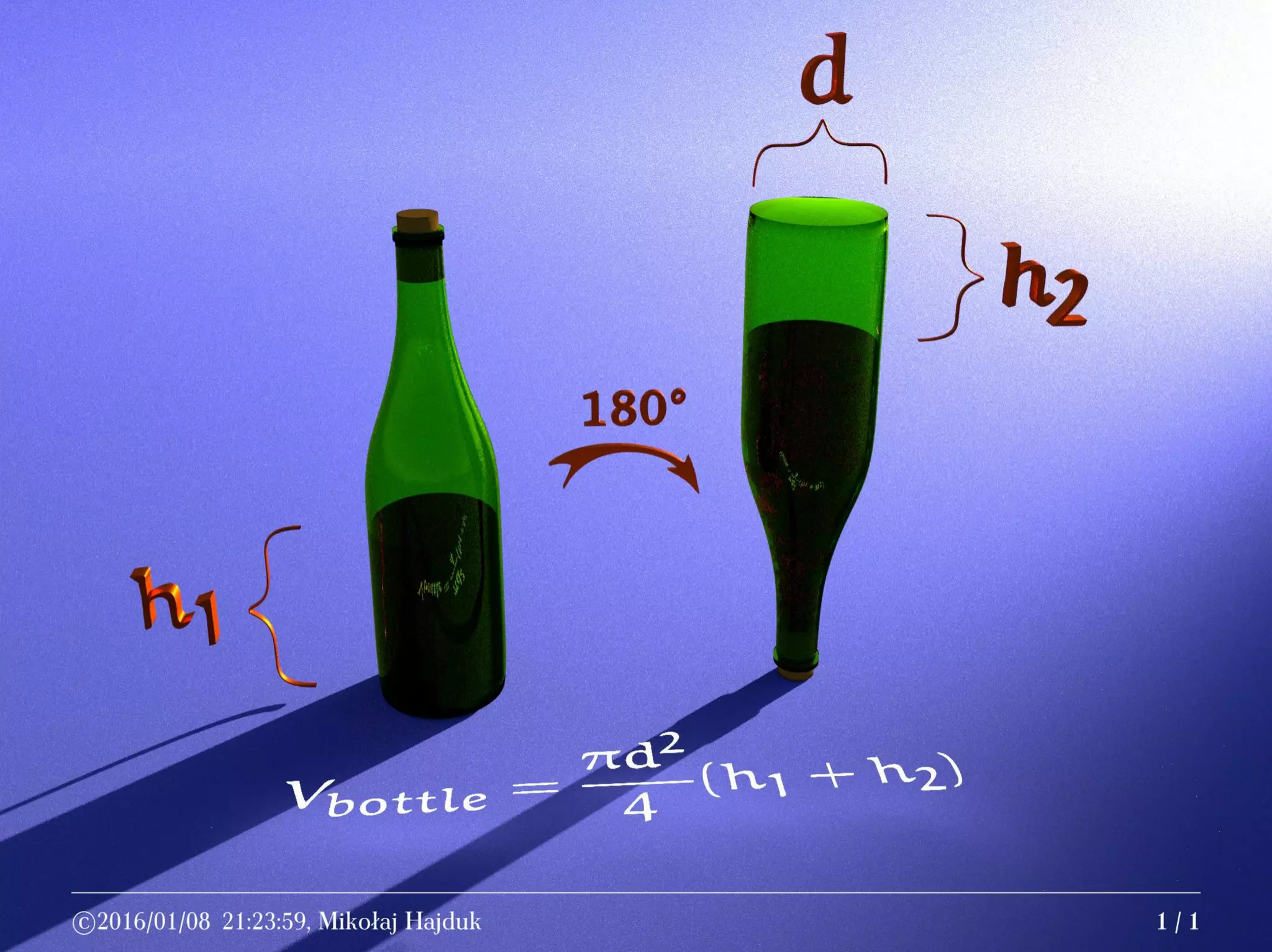 Calculation of the volume of a bottle partially filled with a fluid. | PPT