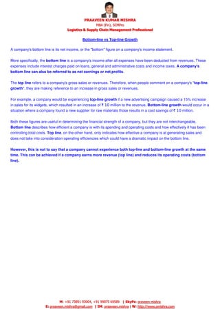 Bottom line growth vs top line growth | PDF