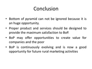 Bottom of pyramid approach in rural marketing sector | PPTX