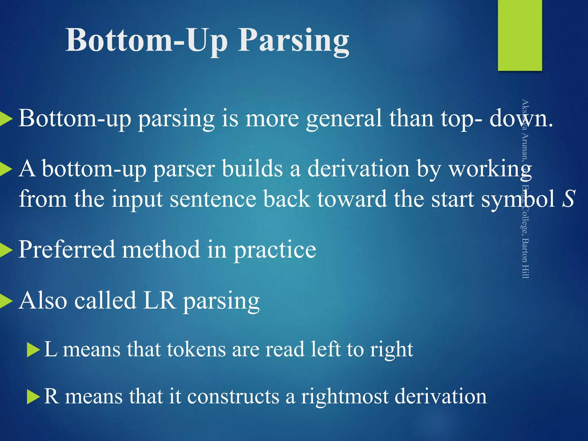 Bottom up parser | PDF