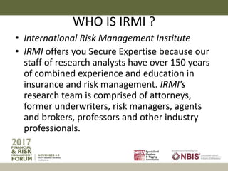 2017 Financial & Risk Management Forum: Bottom Up Risk Transfer | PPT