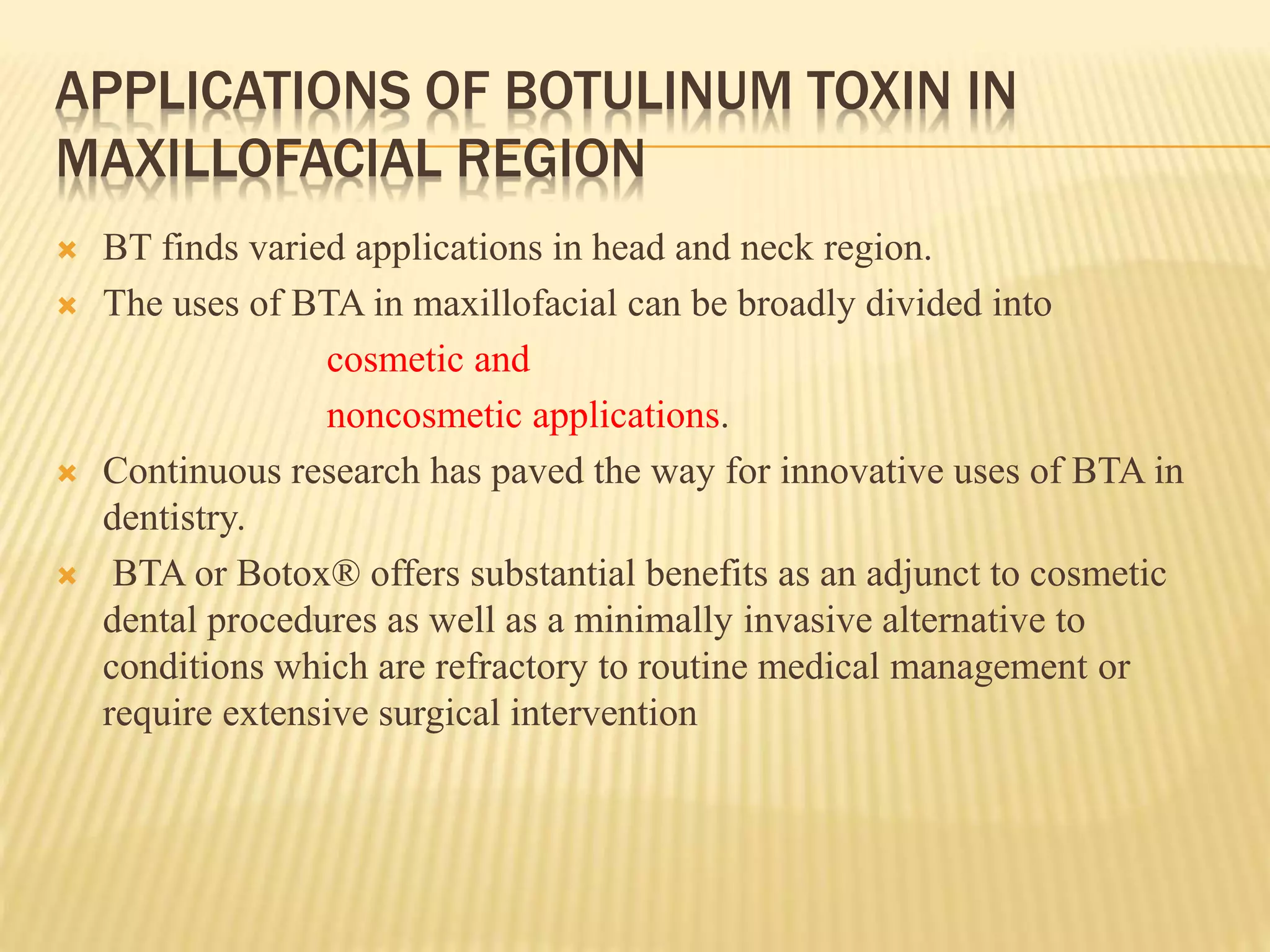 Botulinum toxin and its application in omfs | PPTX
