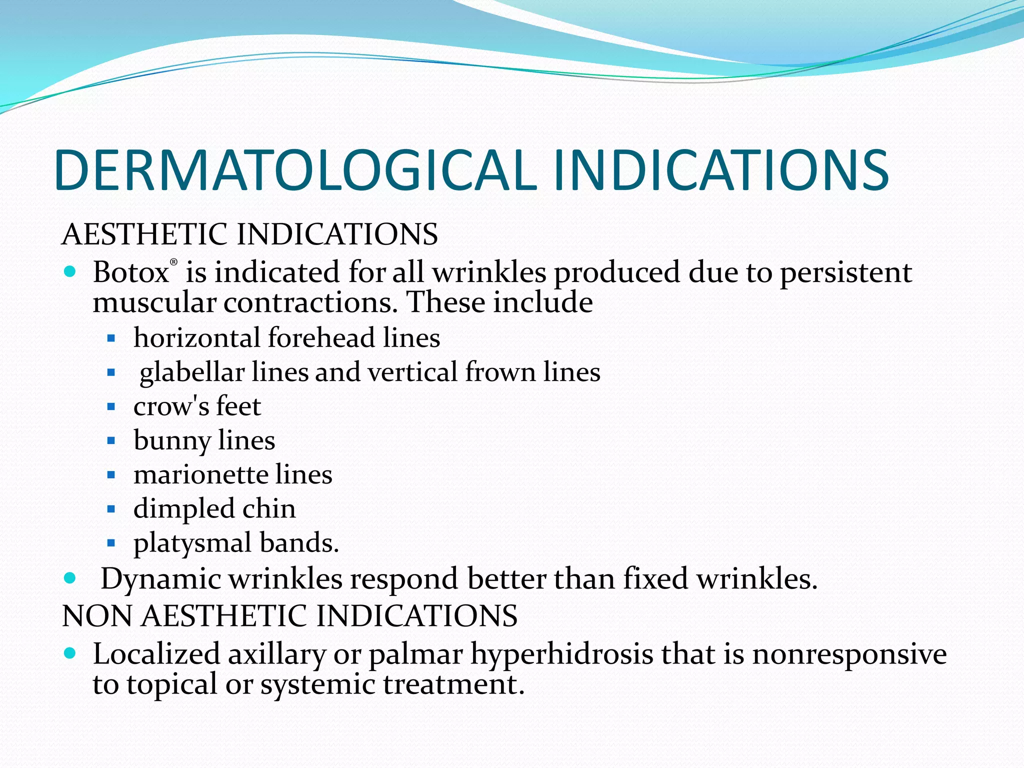 Botulinum toxin in dermatology ppt | PPTX