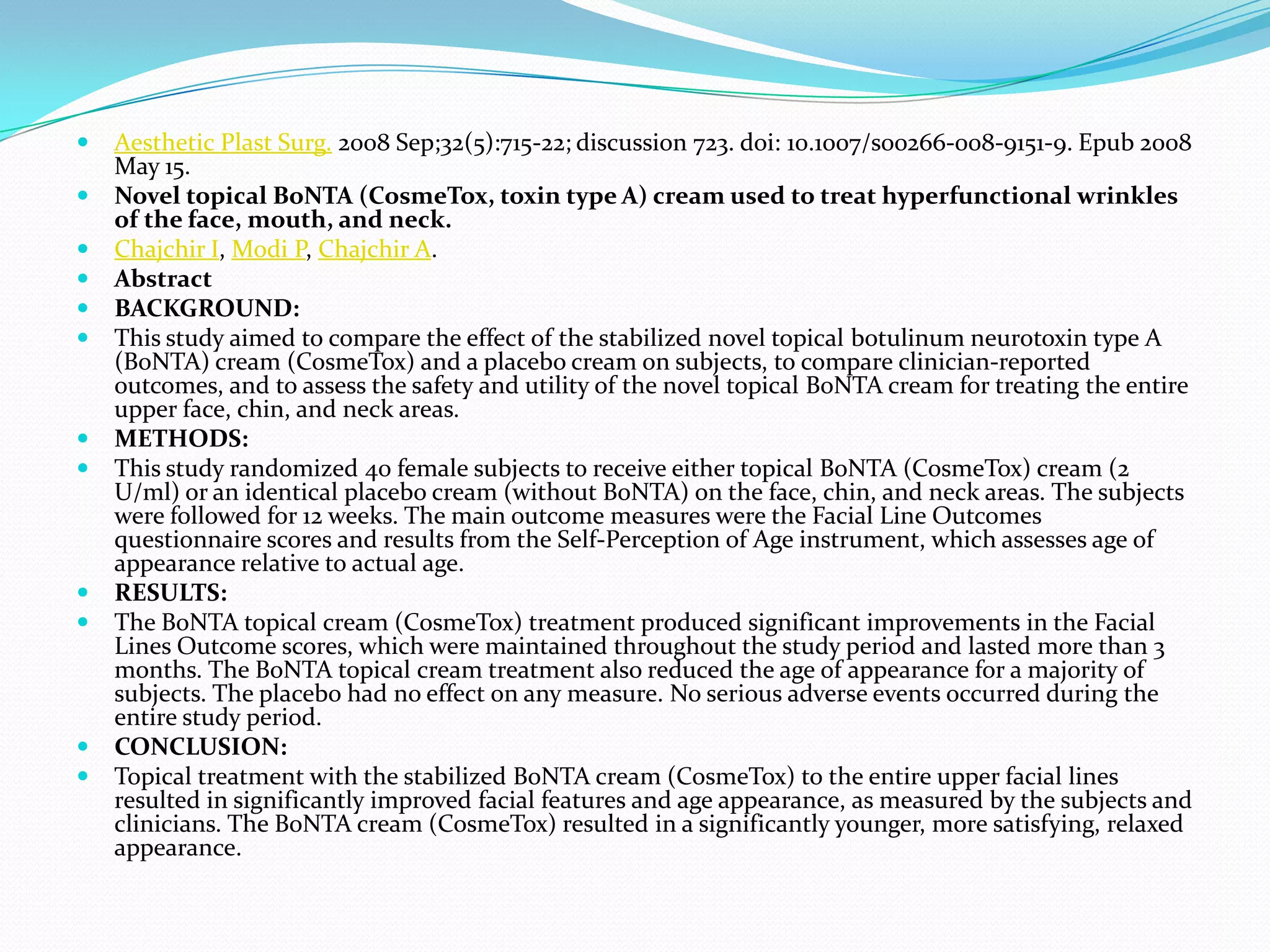 Botulinum toxin in dermatology ppt | PPTX