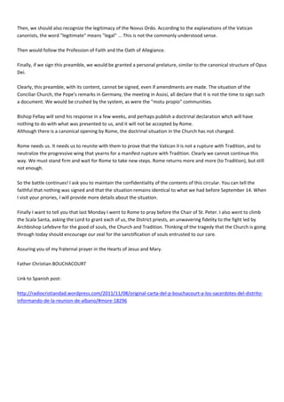 Letter from Father Bouchacourt to priests district to inform about the ...